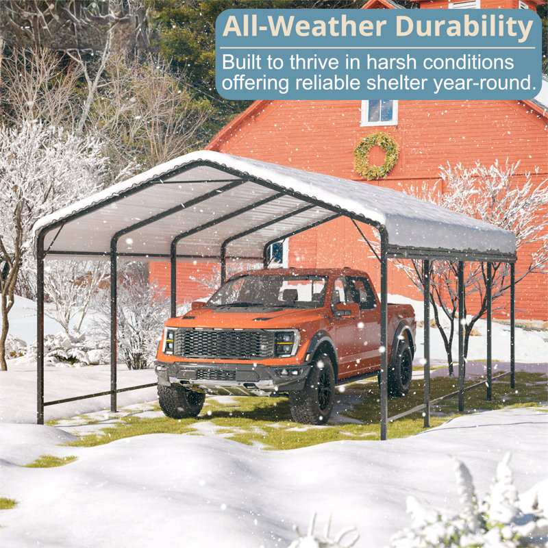 Polar Aurora 12 ft. W x 20 ft. D Metal Carport, Car Canopy and Shelter ...