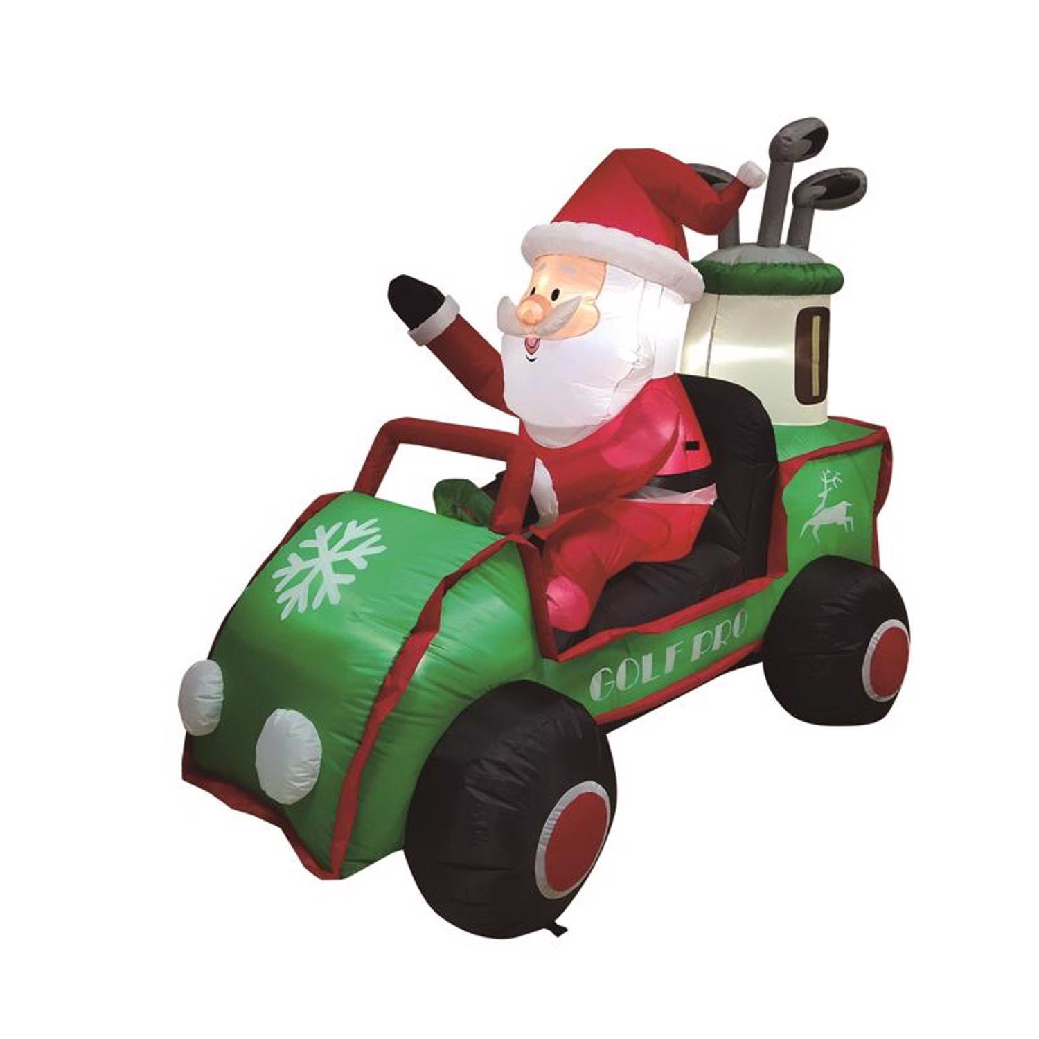The Holiday Aisle® Santa in Golf Cart 6 ft. Inflatable | Wayfair