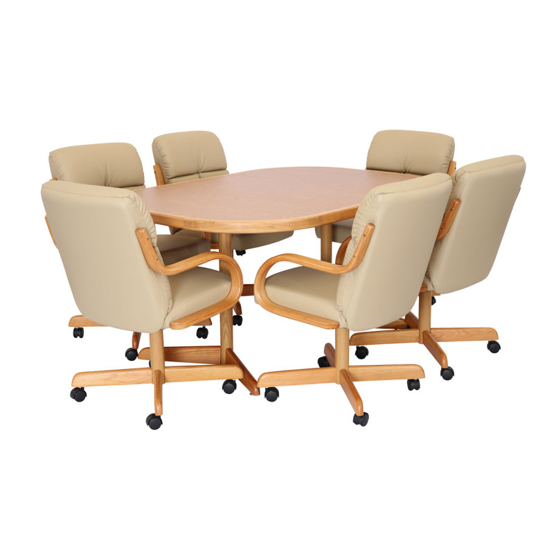 CasterChairCompany 7-Piece Extendable Double-Pedestal Caster Dining Set ...