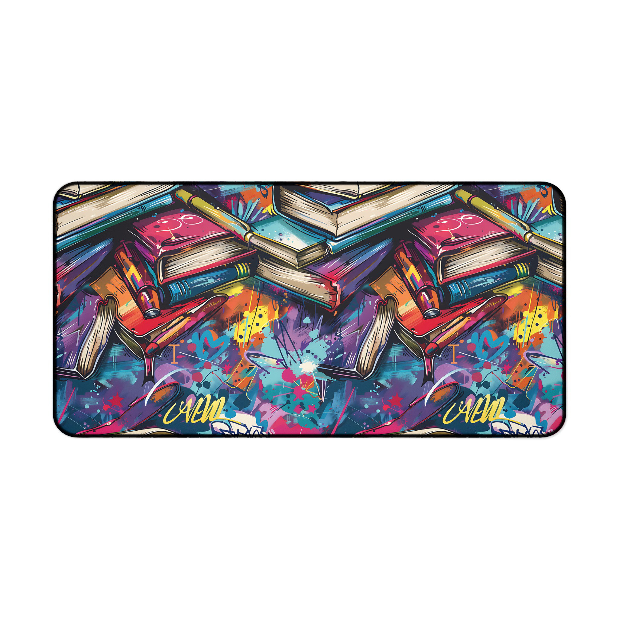 East Urban Home Colorful Books Mouse Mat, Artistic Desk Mat, Graffiti ...