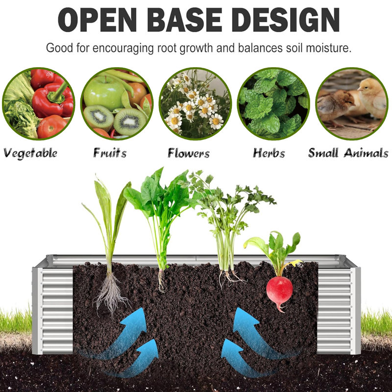 Arlmont & Co. Denishia 6x3x2Ft Galvanized Metal Raised Garden Bed ...