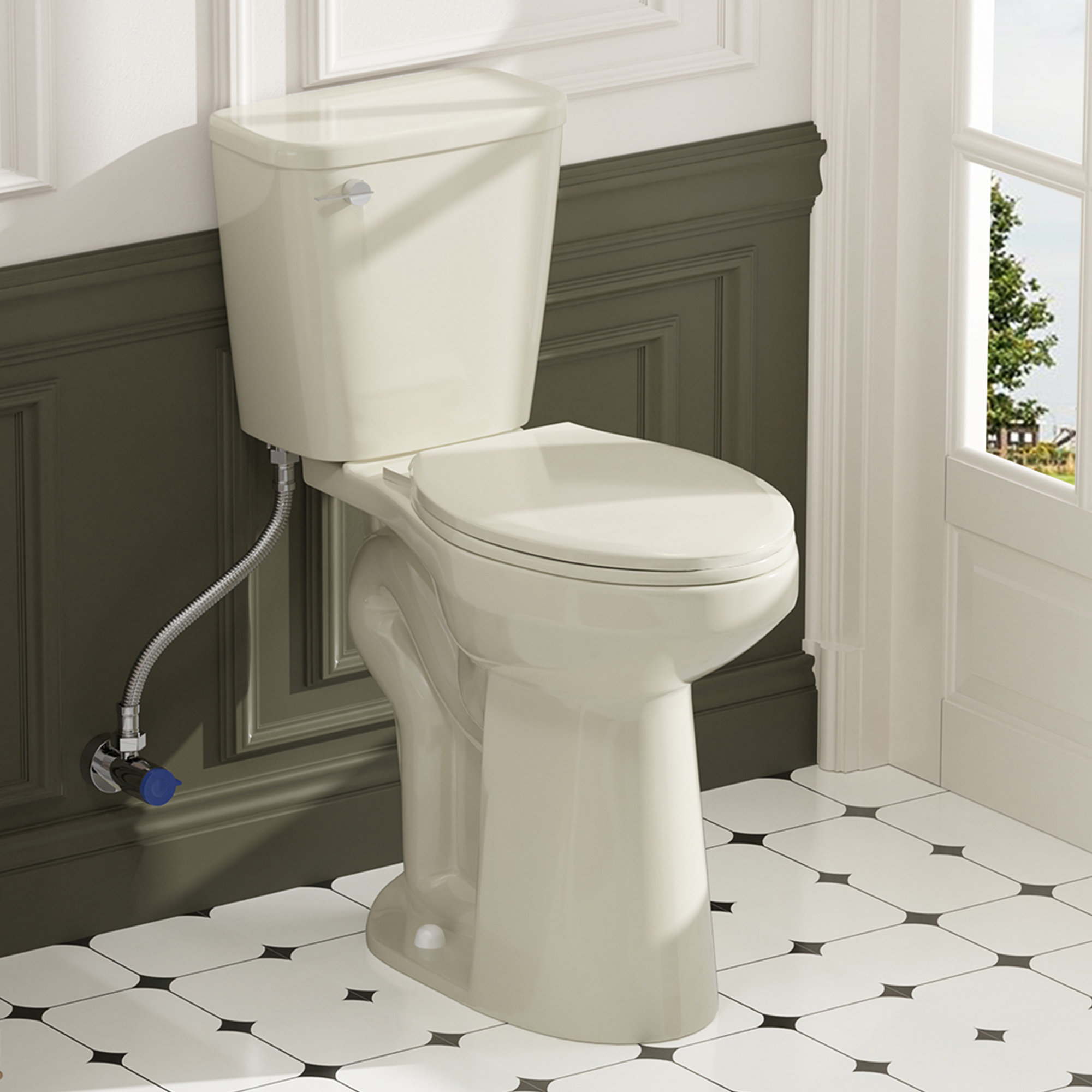 SUPERFLO 21＂ Extra Tall Toilet 1.28 GPF Elongated Floor Mounted Two ...