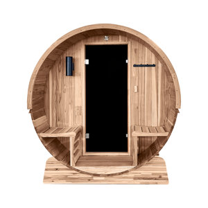 ALEKO Outdoor Rustic Cedar Barrel Steam Sauna - Front Porch Canopy - UL ...