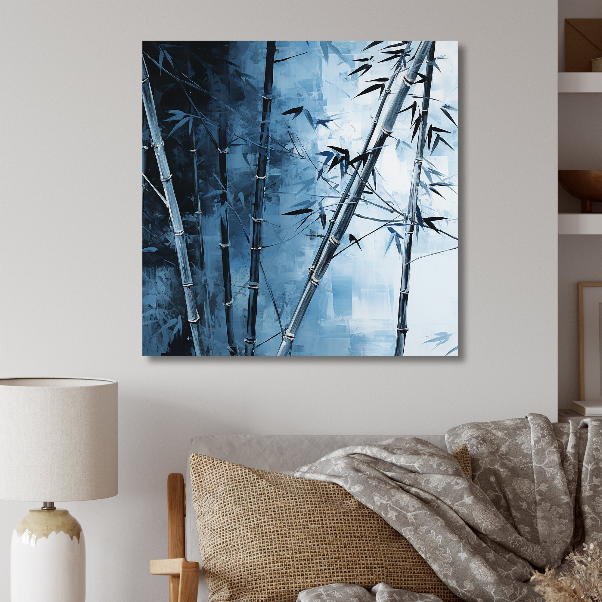Design Art Serenity In Blue Bamboo Forest - Bamboo Canvas Prints_106644 ...