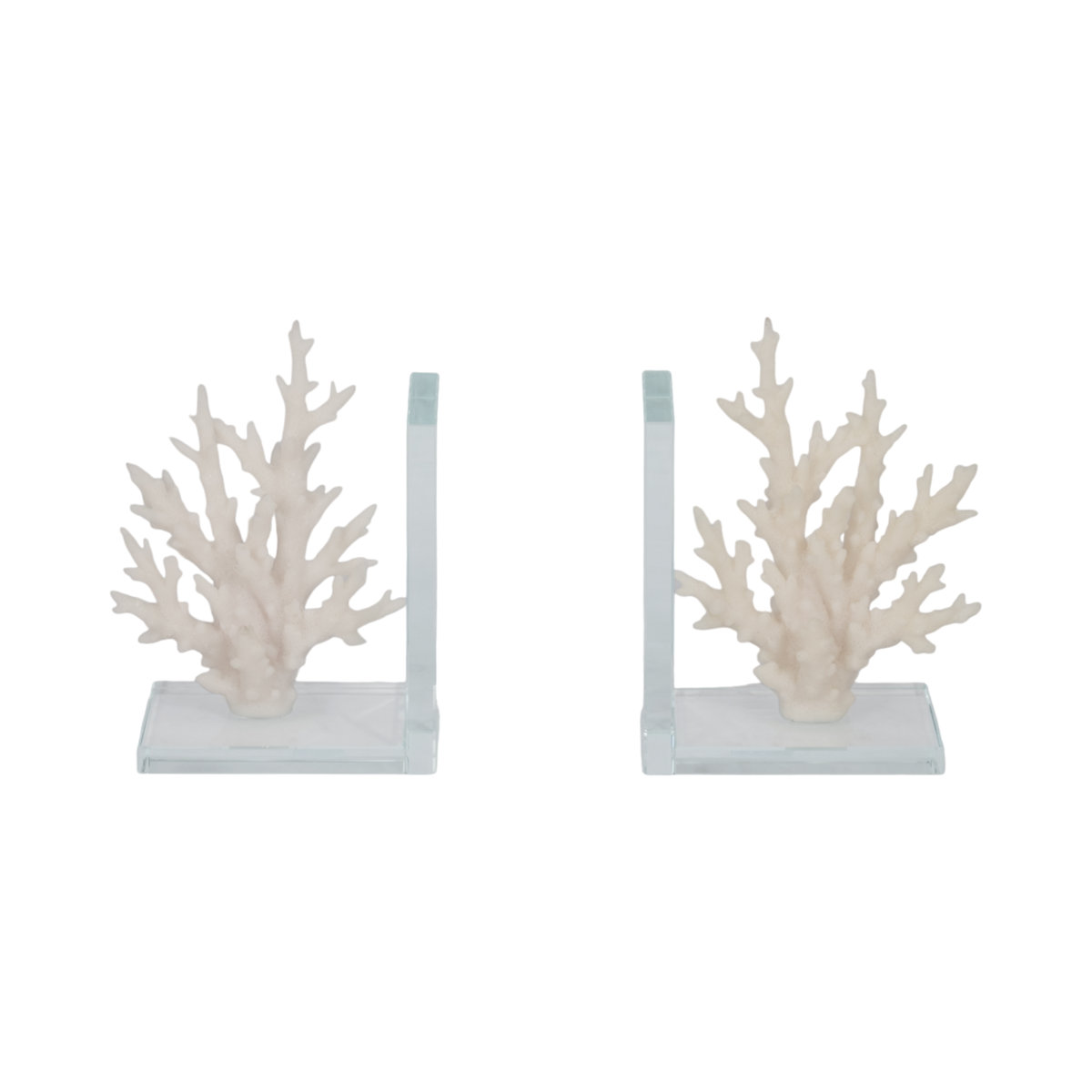 Dovecove 2-Pieces Coral Polyresin Bookends, White | Wayfair