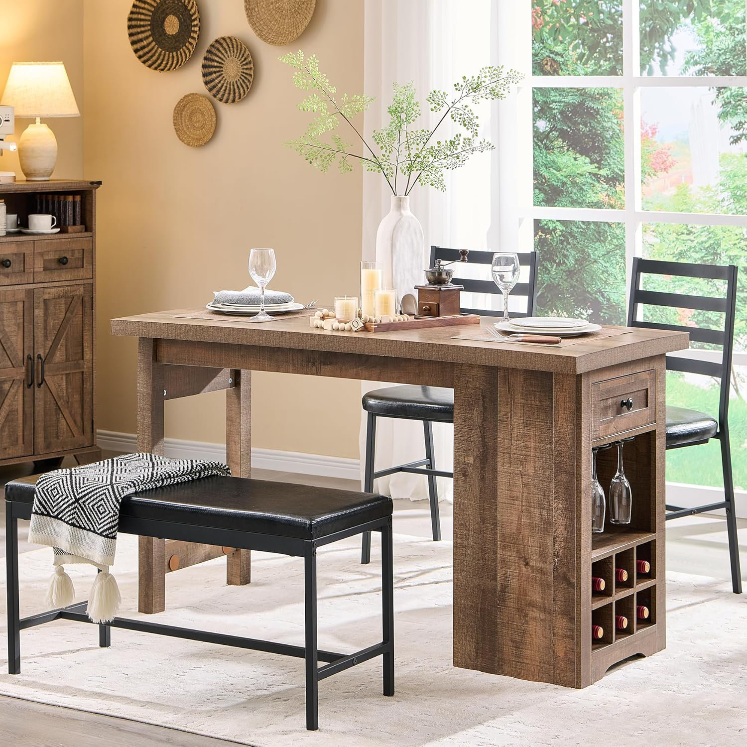 Winston Porter Laramee 4 - Piece Farmhouse Dining Table Set, Wood ...