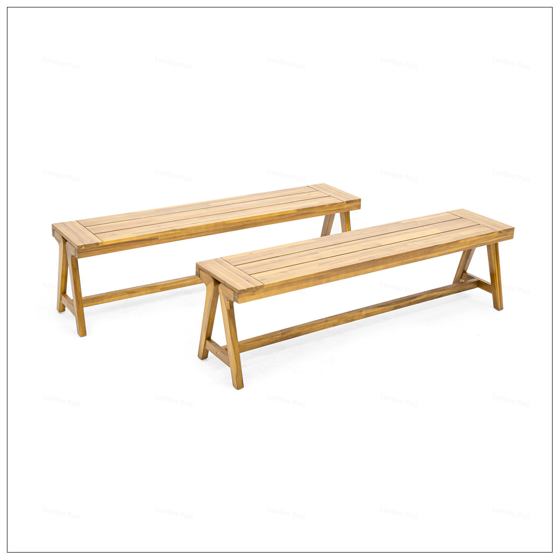 August Grove® Outdoor Dining Benches (Set Of 2), Contemporary Acacia ...