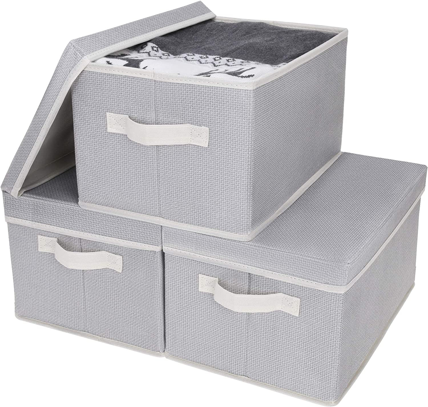 Ebern Designs Large Storage Box With Lid, Foldable Storage Box Closet ...