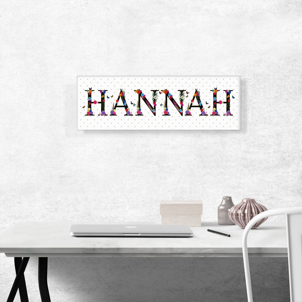 ARTCANVAS HANNAH Girls Name - Wrapped Canvas Panoramic Textual Art ...