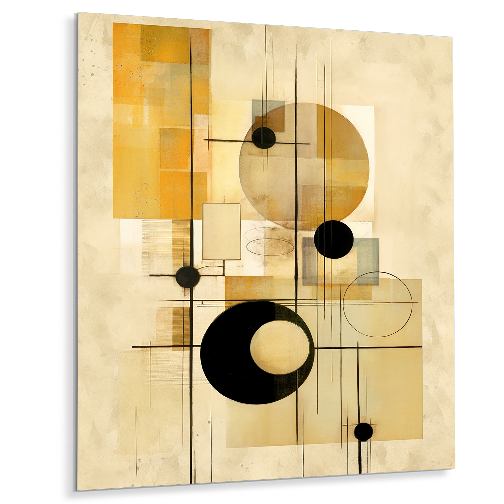 Latitude Run® Beige Geometry In Motion II - Abstract Shapes Metal Wall ...