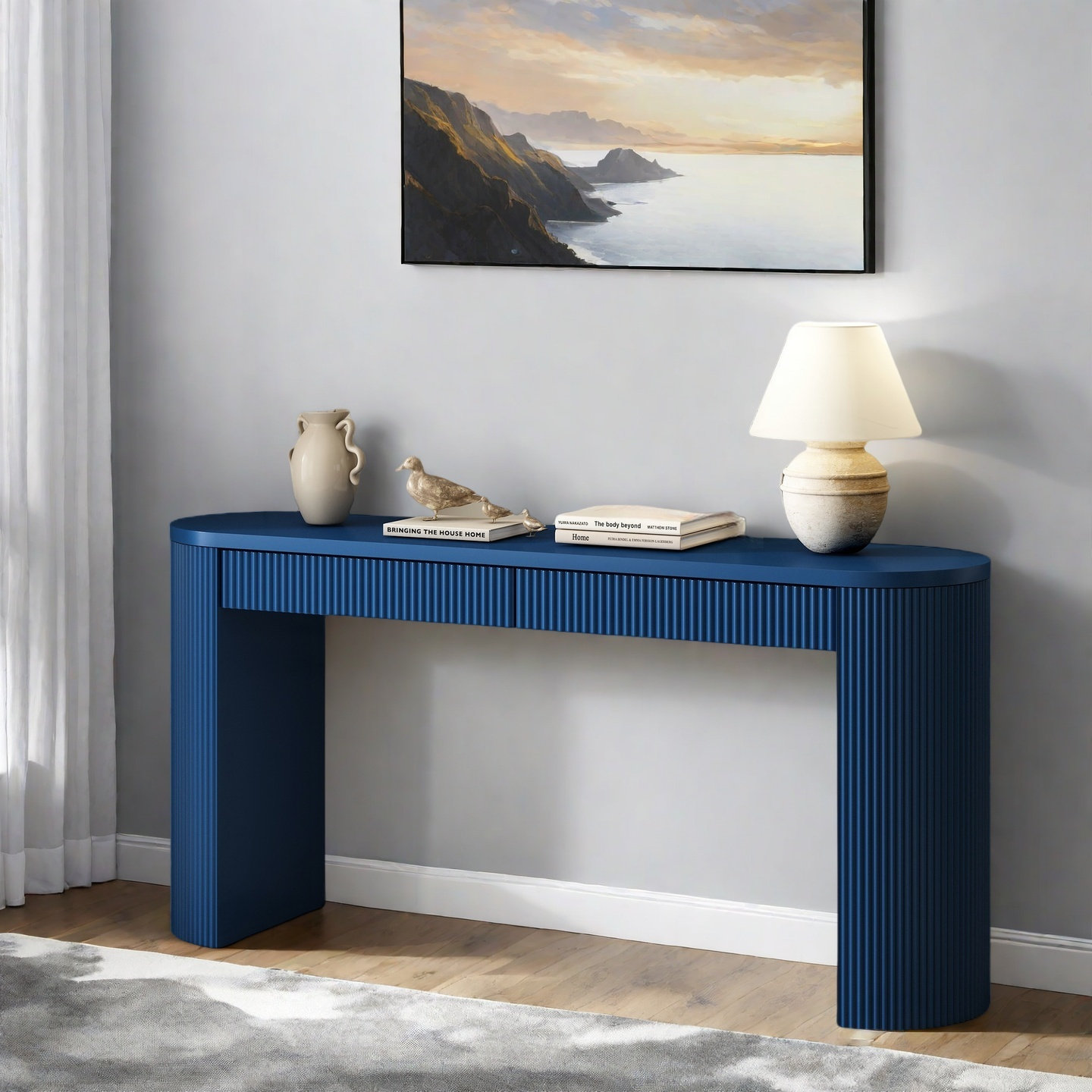 Latitude Run® Sophisticated Console Table With Vertical Striped Design ...