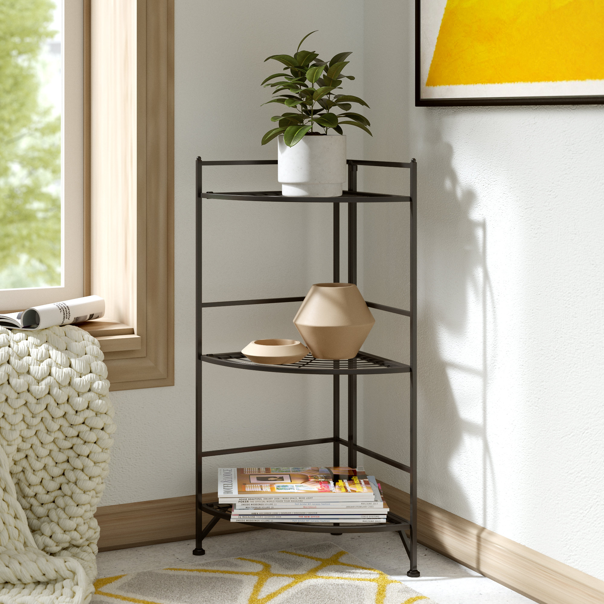 Zipcode Design™ Edwin 32.50'' H x 13.75'' W Metal Folding Corner Shelf ...
