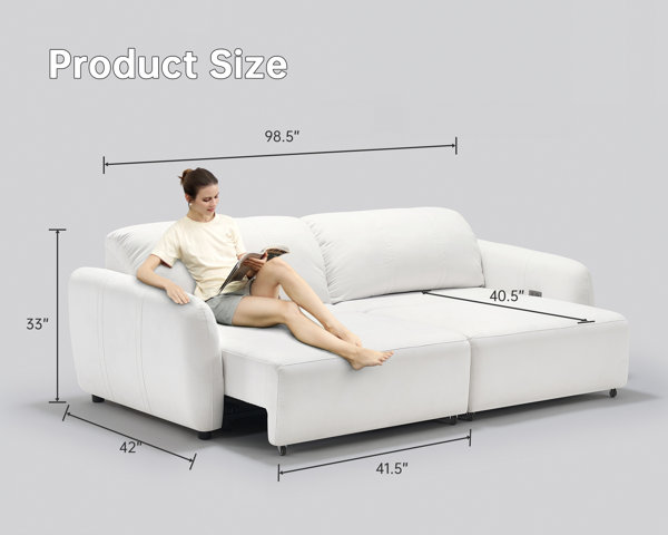 Hokku Designs 98.5" Oversize Power Retractable Sofa Bed, Dual Electric ...