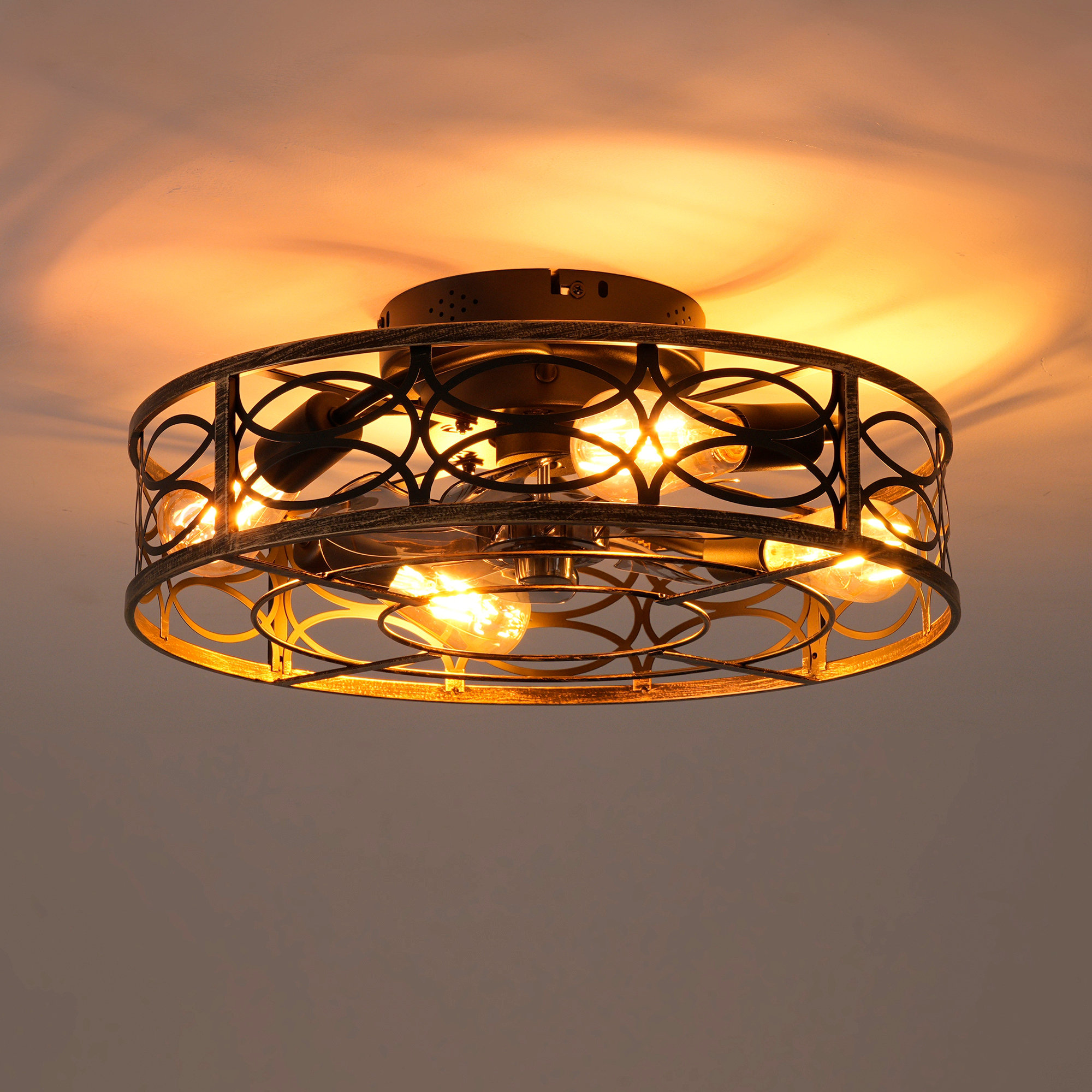 Ophelia & Co. 20" Low Profile Caged Ceiling Fans With Lights And Remote ...