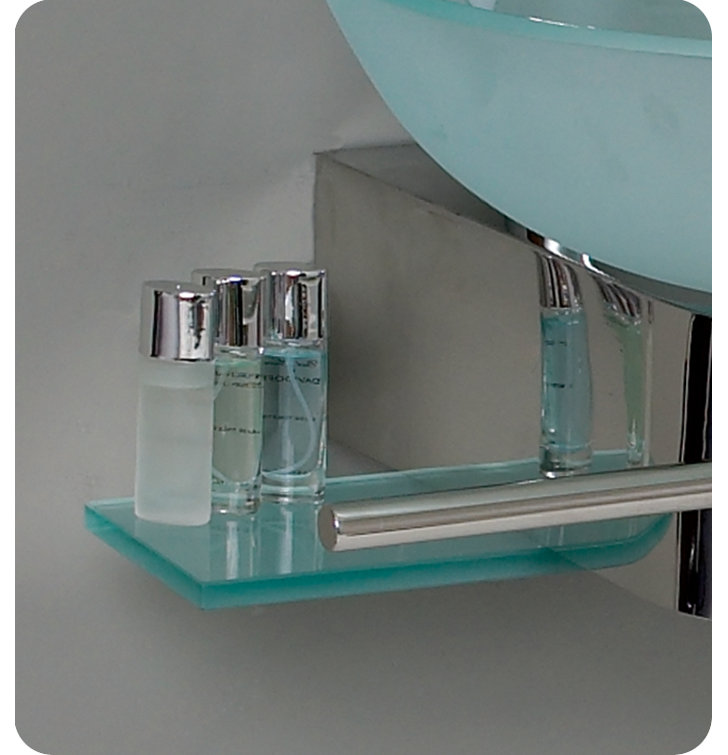 Fresca Cristallino 18" Modern Glass Bathroom Vanity with Frosted Vessel ...
