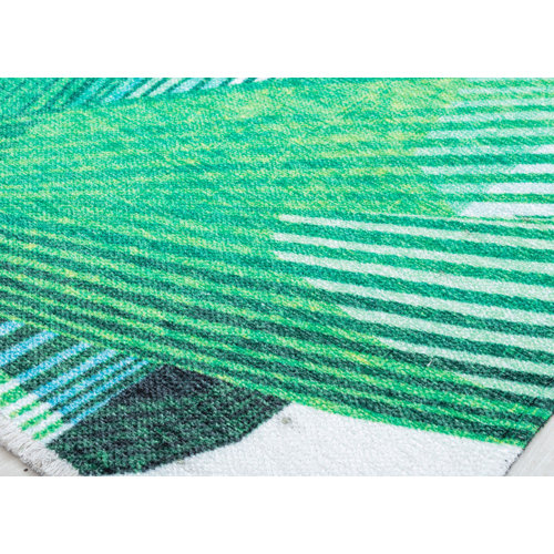 Elizabeth Sutton Collection Chenille White/Green Rug | Wayfair