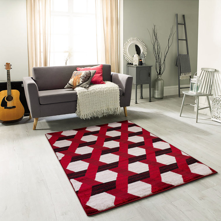 Corrigan Studio Ybarra Dhurrie Red/White Rug | Wayfair.co.uk