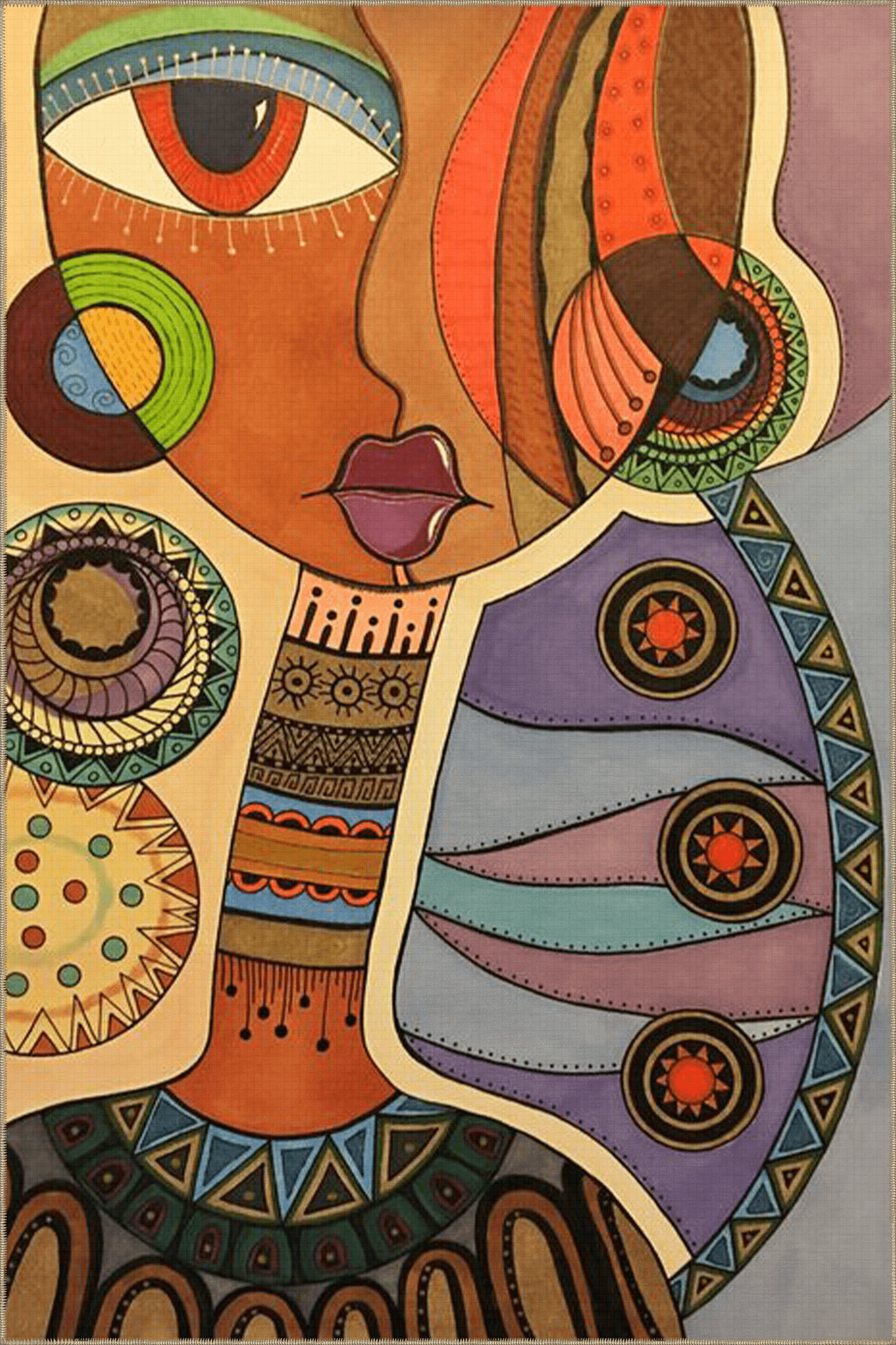 Dakota Fields Multicolor Surrealist Design Ethnic Figure Pattern ...