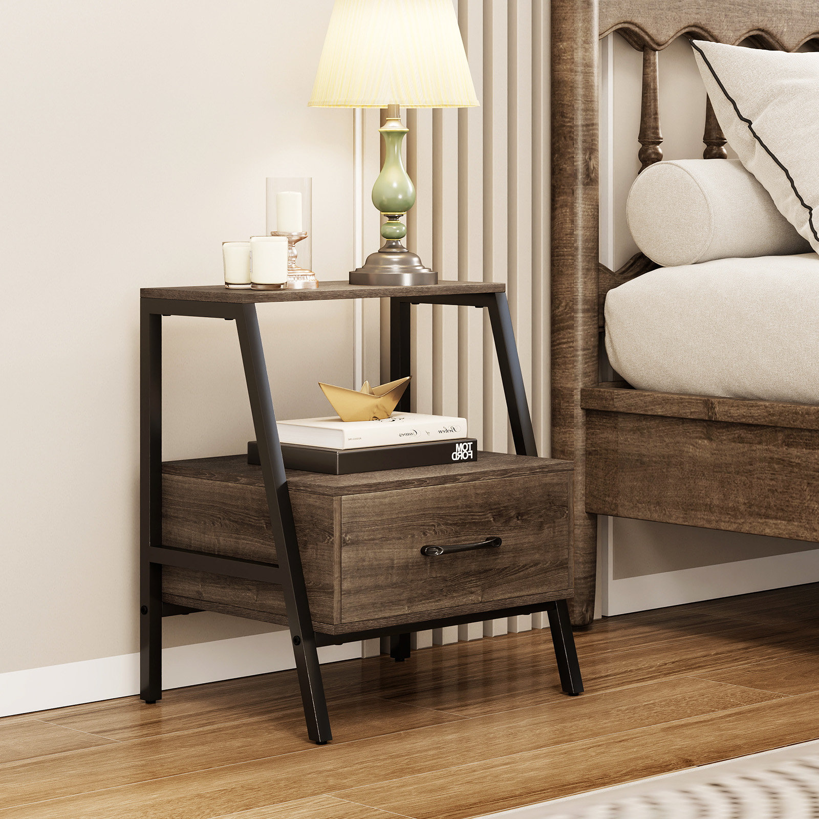 costway 45cm W Particle Board Bedside Table | Wayfair.co.uk