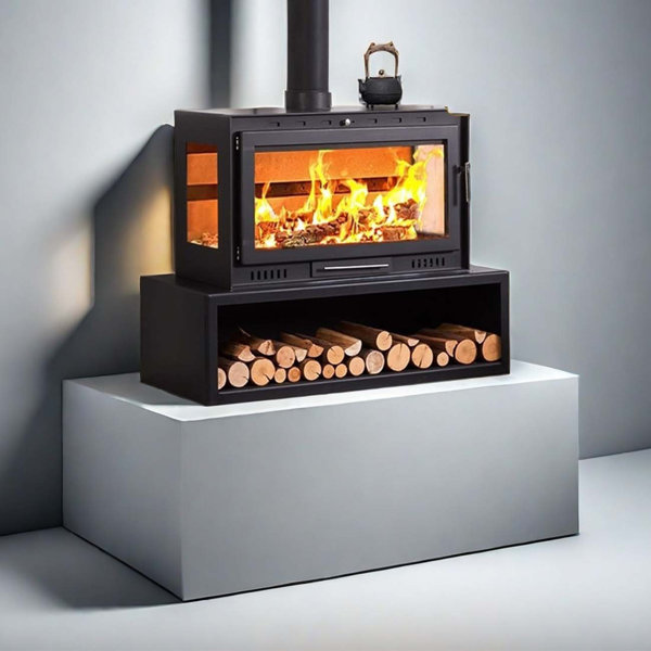 Hart Enjoy life Large wood fire fireplace with three sides of glas ...