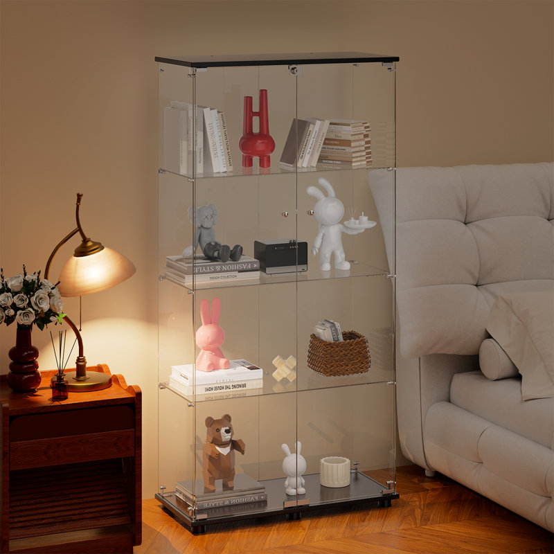 Wrought Studio™ Modern 4-Tier Glass Display Stand – 64" Curio Cabinet ...