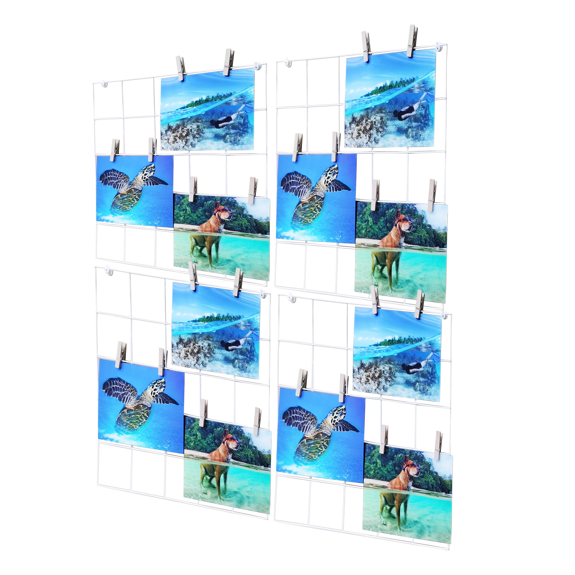 Highland Dunes Set of 4 Wire Wall Grid Panels Grid Decor Photo Display ...