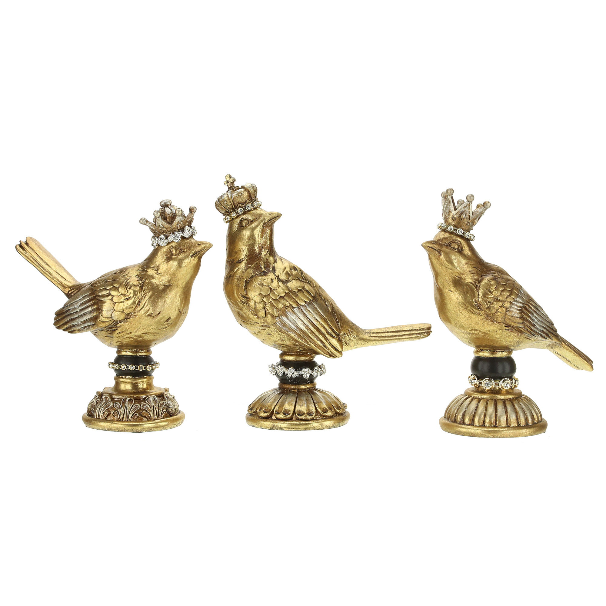Mark Roberts 3 Piece Jeweled Crowned Birds Figurine Set | Perigold