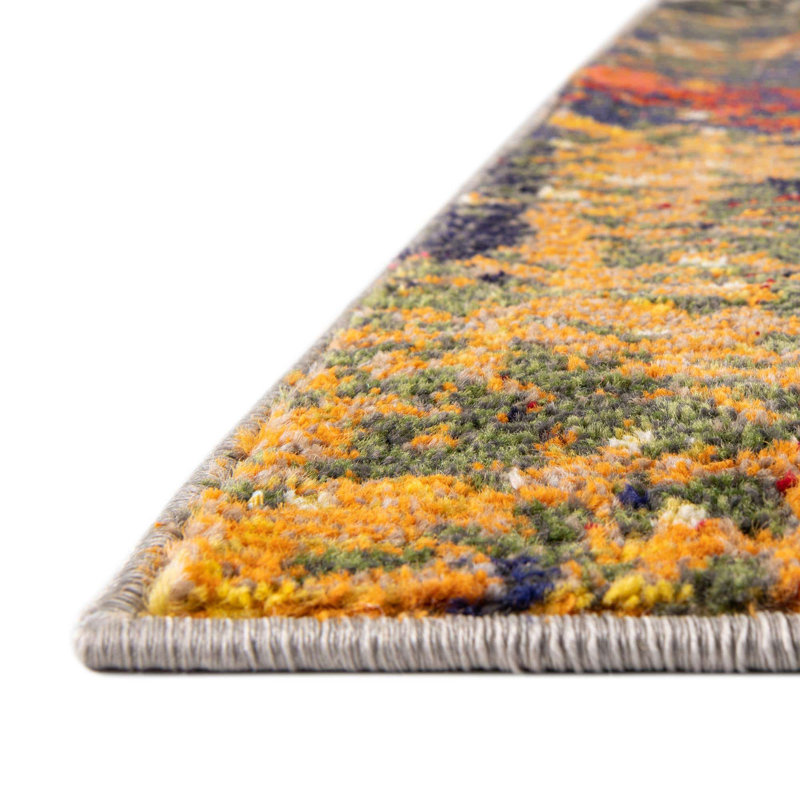 Wade Logan® Ansela Performance Orange/Navy/Yellow Rug | Wayfair