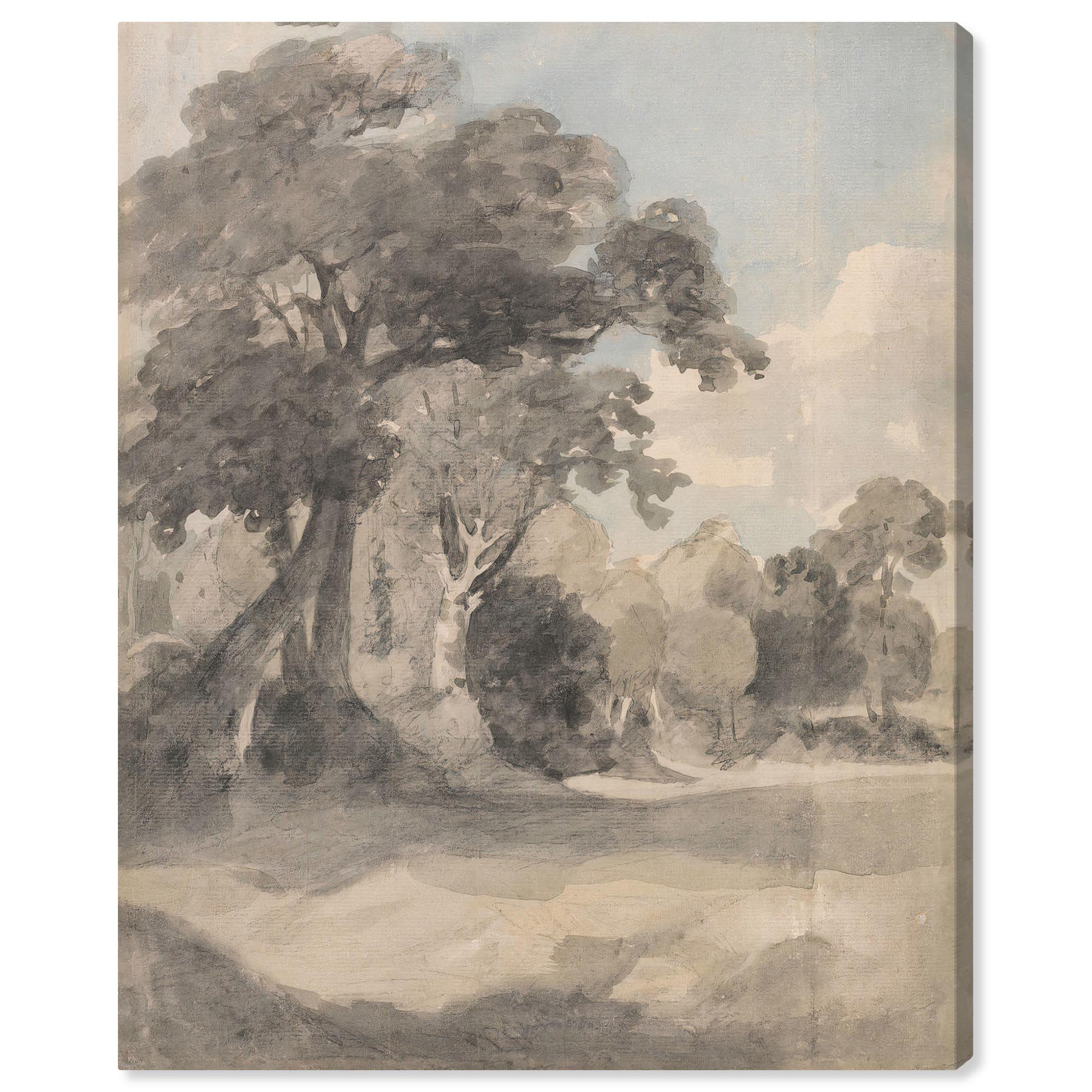 Art Remedy Trees in a Meadow Canvas Vintage Landscapes by Art Remedy ...