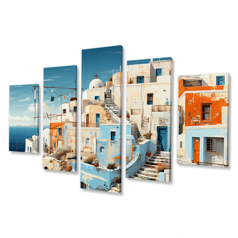 Dovecove 'Multicolor Santorini Greece III - Santorini Multipanel Wall ...