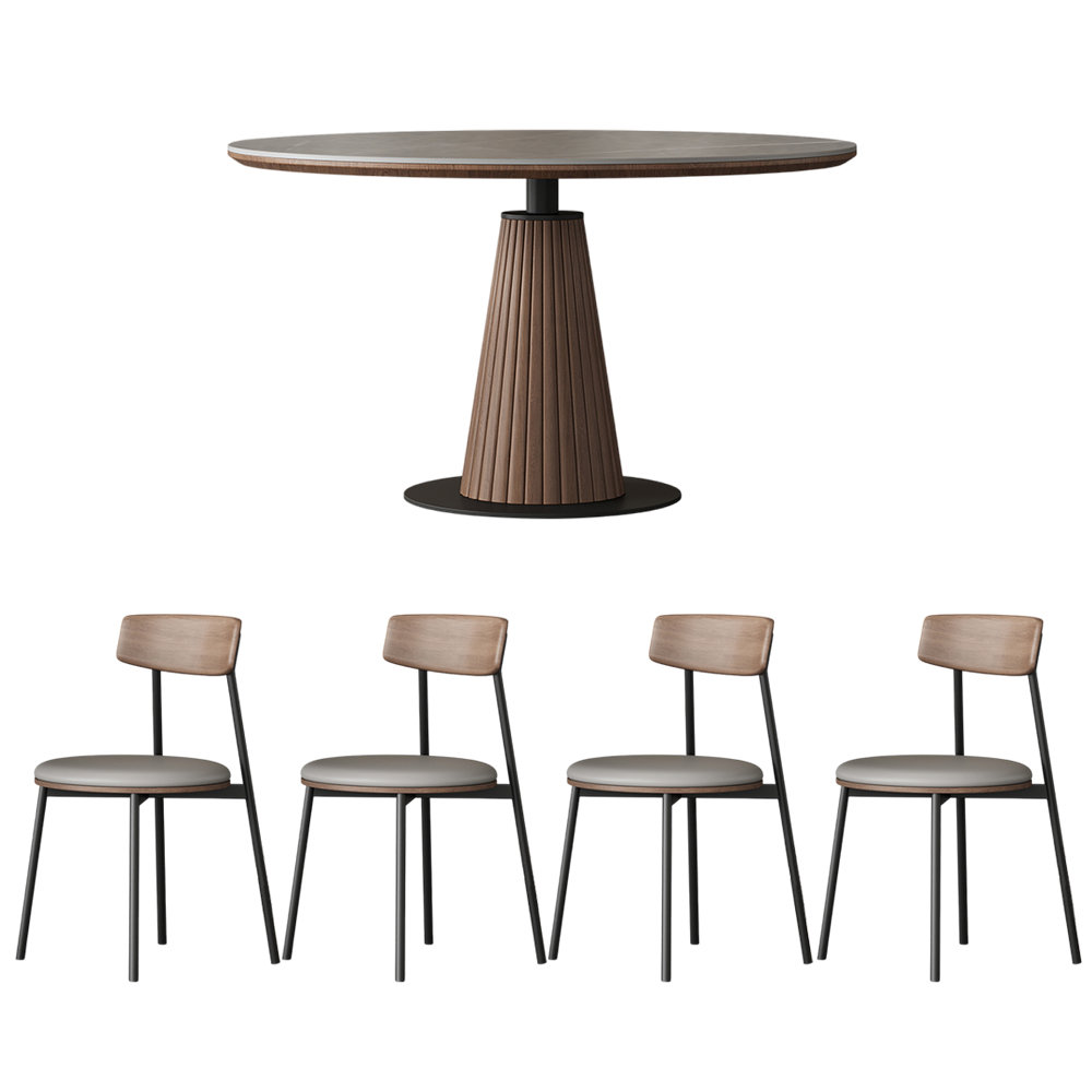 Elamer Italian style high-end round dining table set - Wayfair Canada