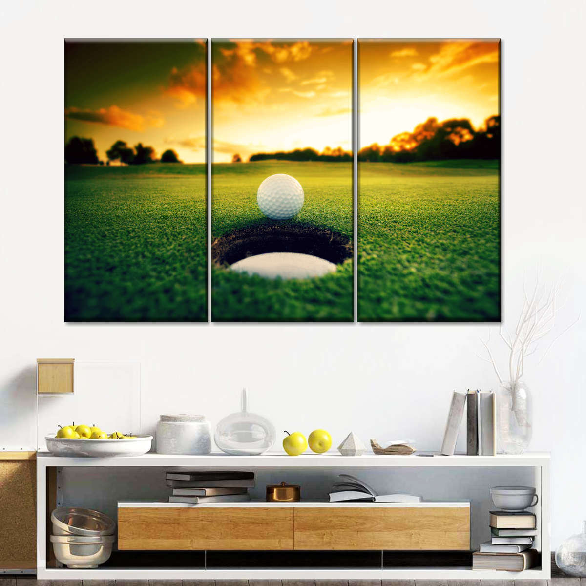 Ebern Designs Golf Ball - 3 Piece Wrapped Canvas Set | Wayfair