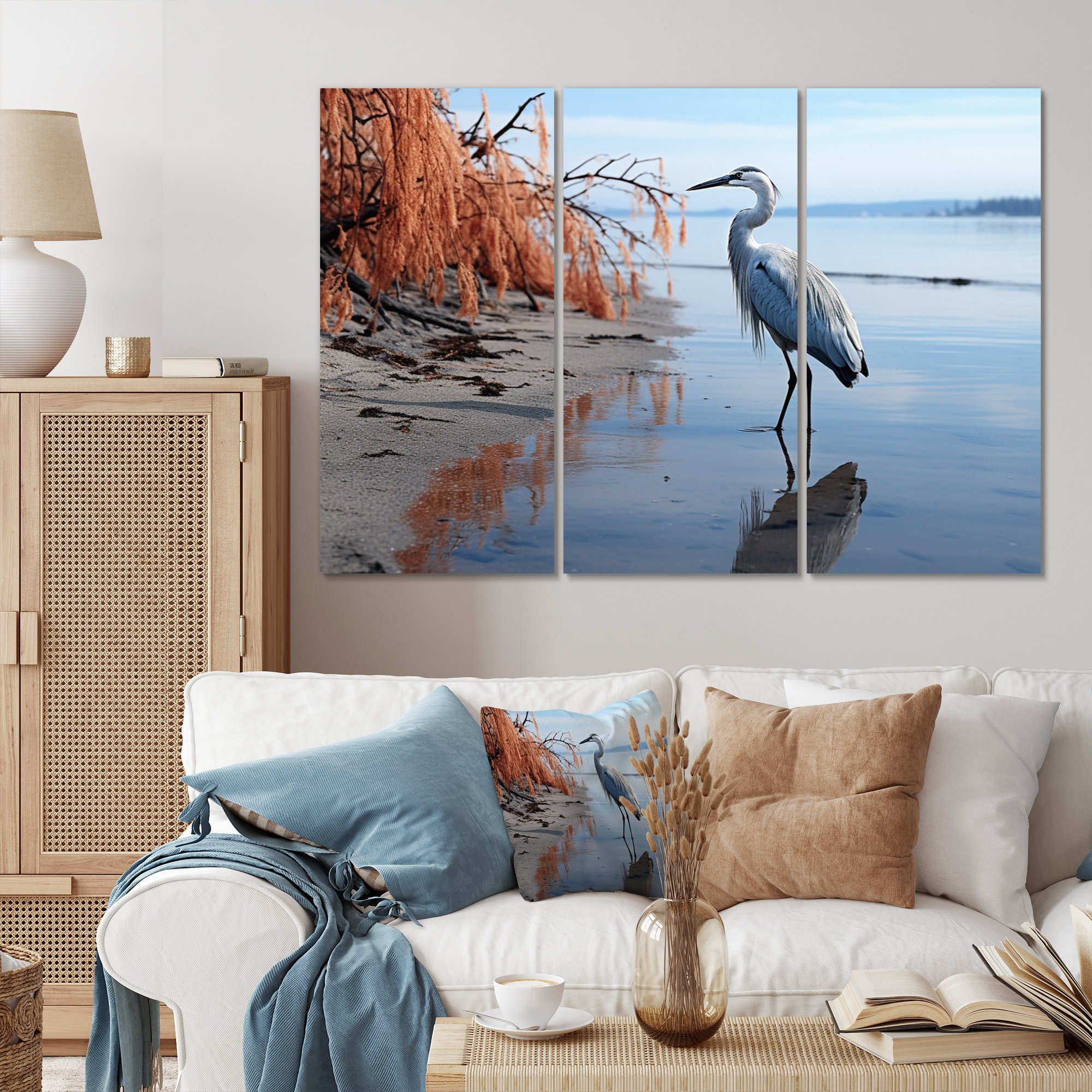 Highland Dunes Heron Morning Stroll - Animals Wall Art Print Set ...