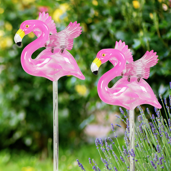Exhart 2 Piece Solar Flamingo WindyWing Stakes with LED lights, 4.5 by ...