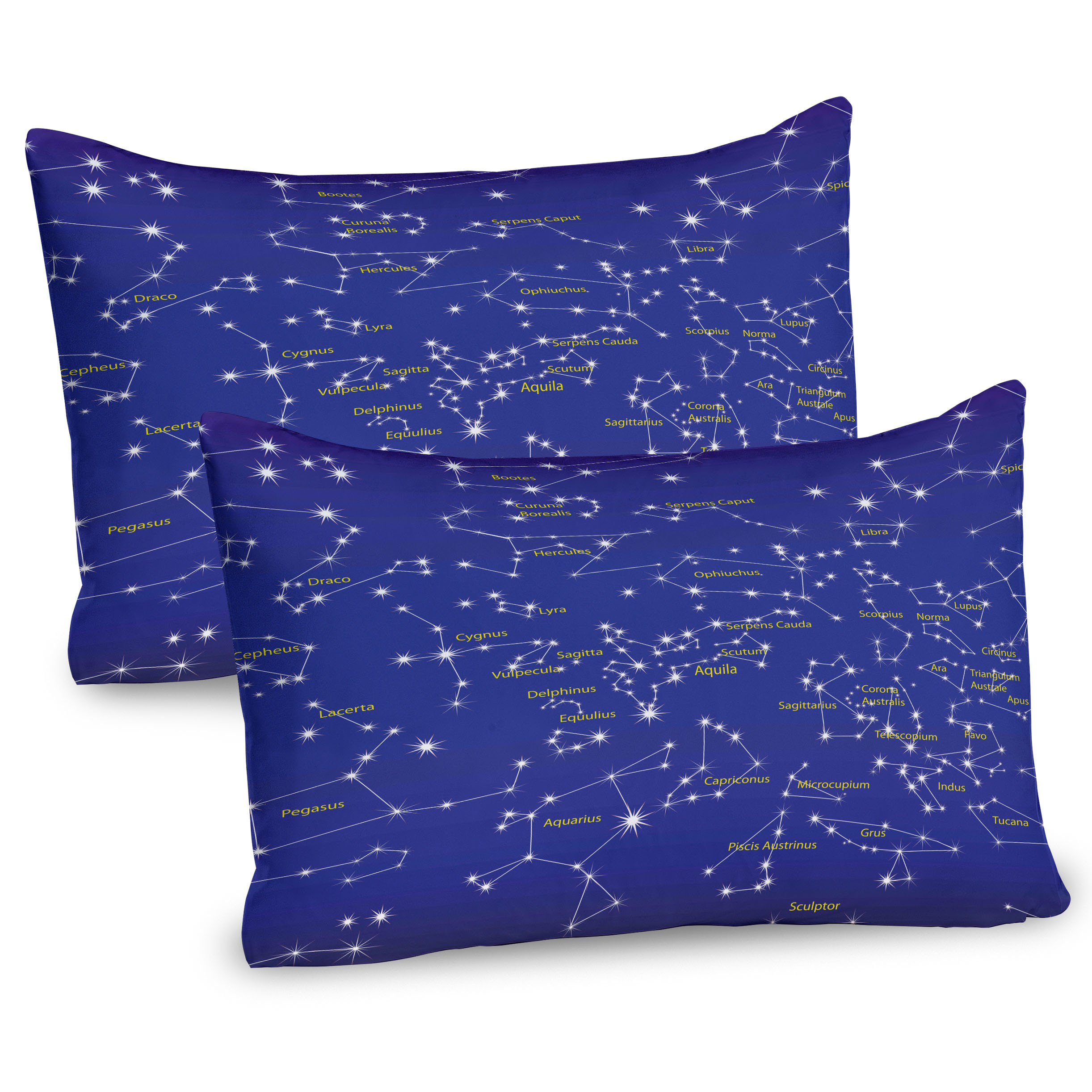 Ambesonne Constellation Pillow Sham 2 Pack Names of Stars Pale Yellow ...