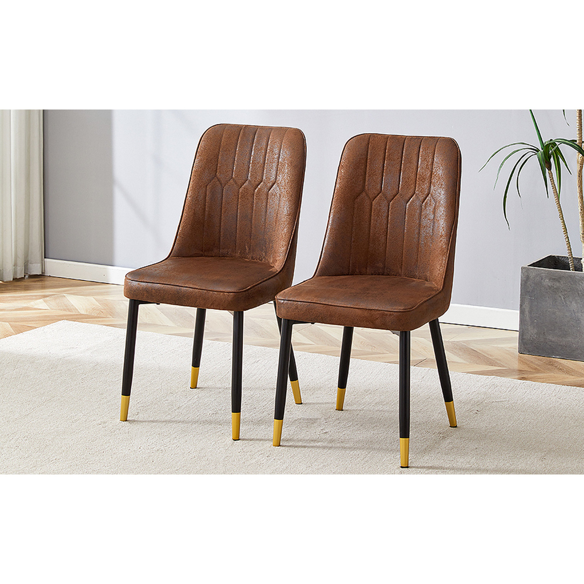 Everly Quinn Suede-Like Velvet Dining Chair Set (Six Pieces)Metal Legs ...