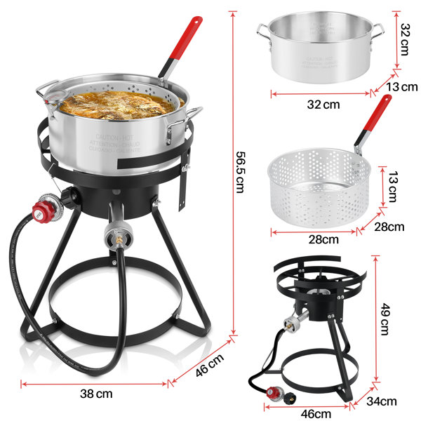 AiYchen Propane Outdoor Fish Fryer Set, 10 Quart Aluminum Seafood ...