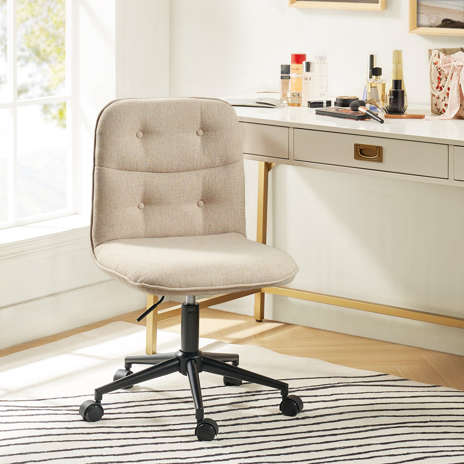 Wade Logan® Samar Upholstered Armless Swivel Task Chair with Tufted ...