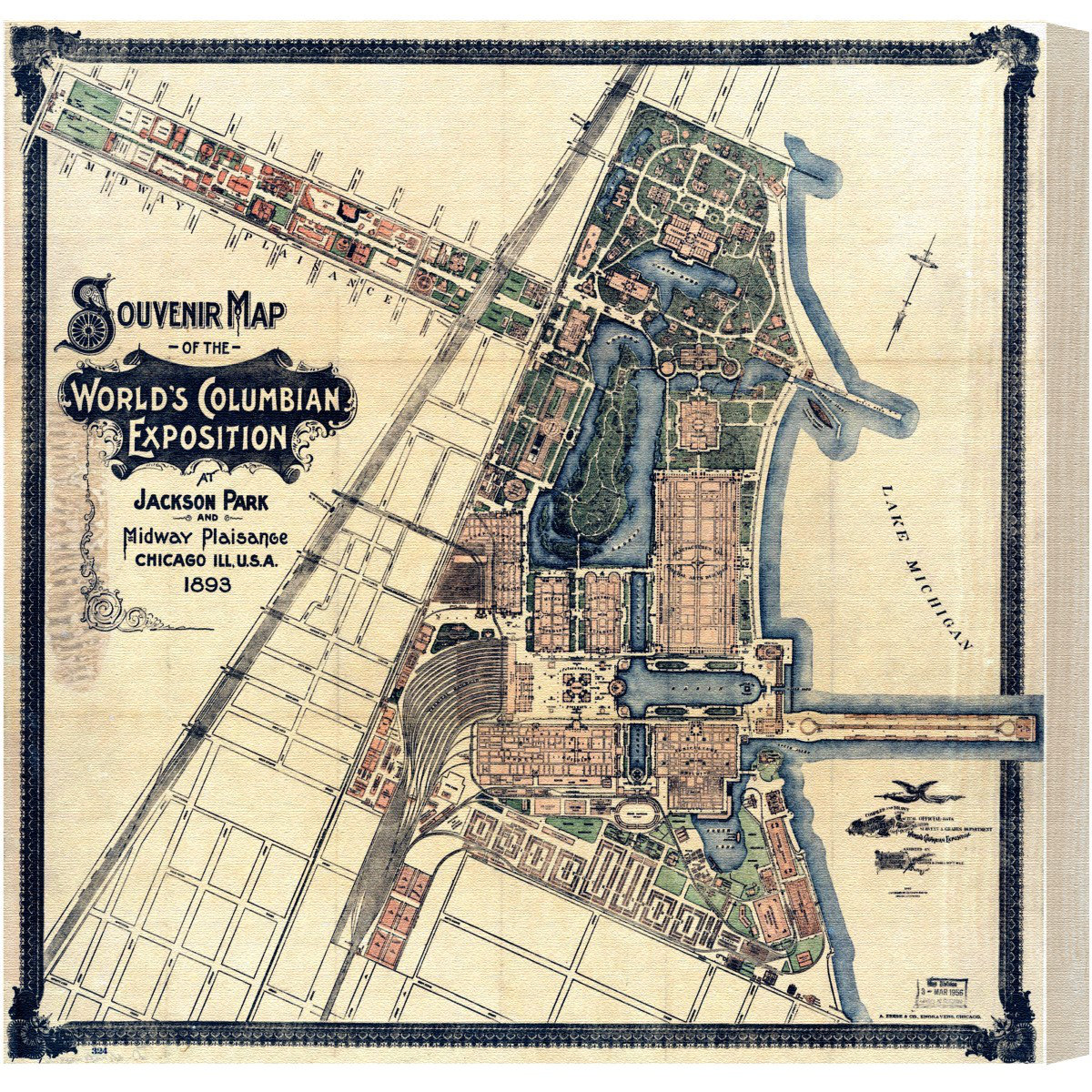 17 Stories 'Chicago Exposition Map 1893' Graphic Art Print on Canvas ...