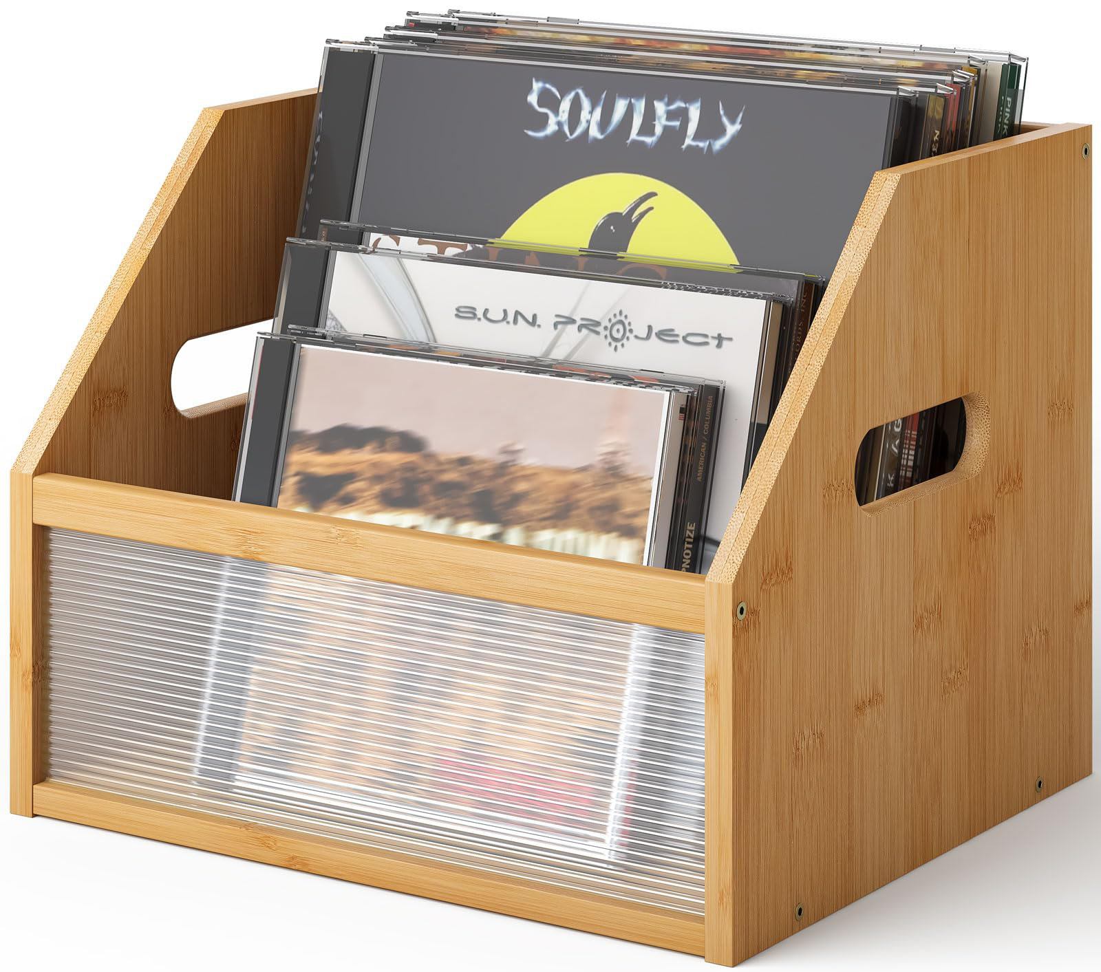 Millwood Pines Record Storage Box, Bamboo Wood Record Holder Storage ...