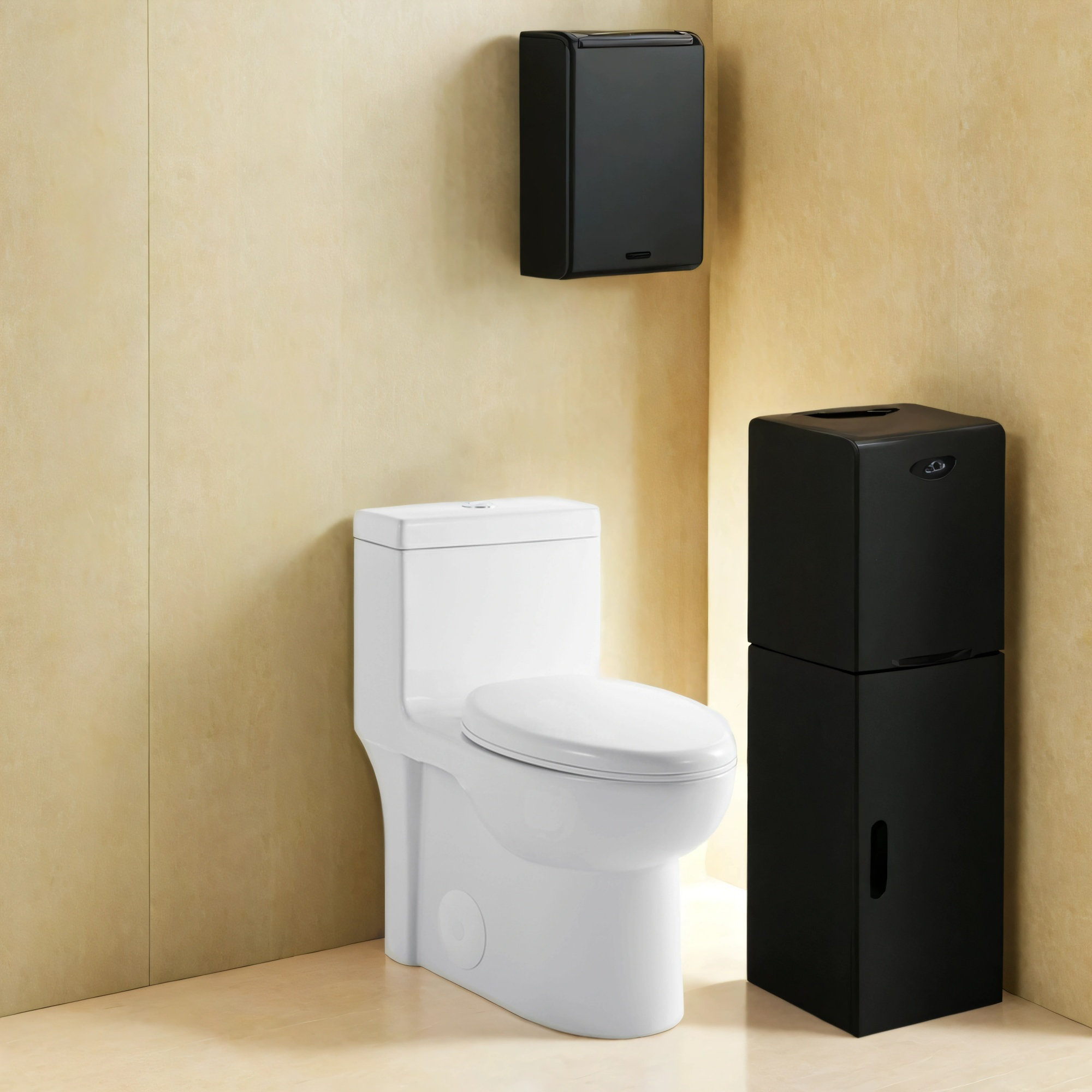 TONWIN Dual Flush One Piece Toilet Tank Top With Button Bright White ...