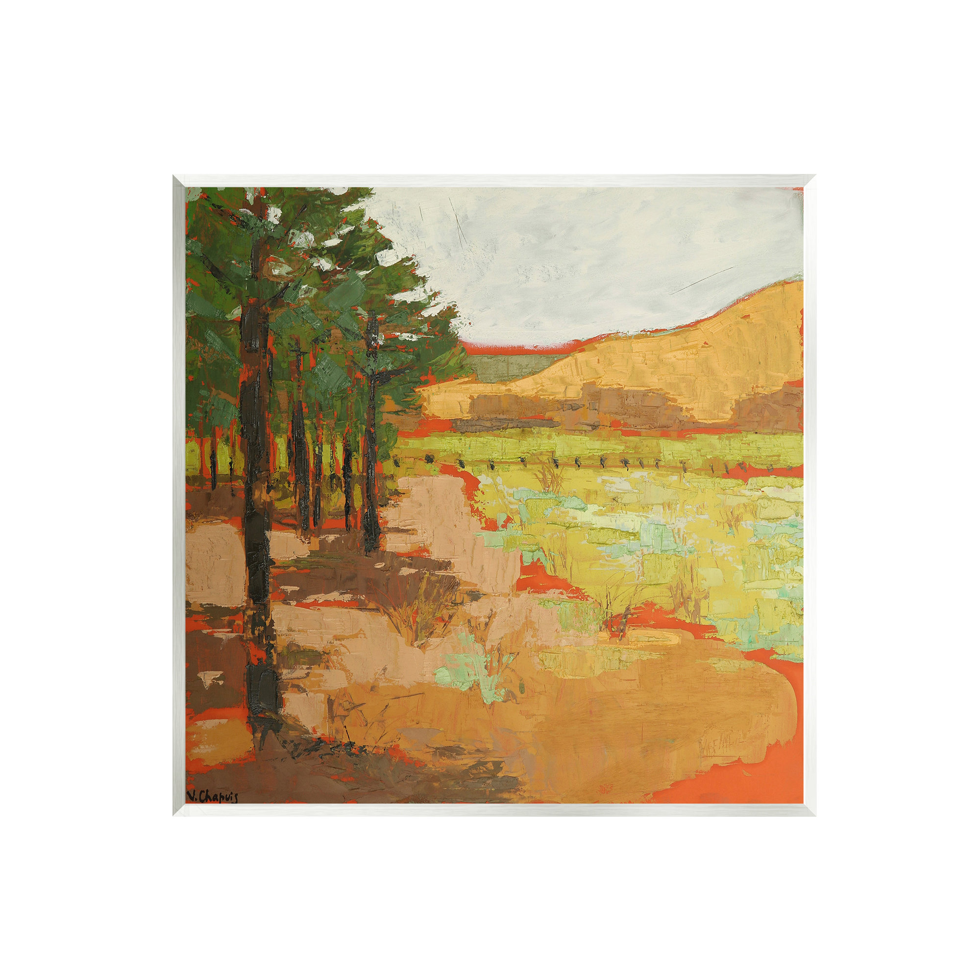 Stupell Industries Ax-009-Wood Modern Landscape Painting On MDF by ...