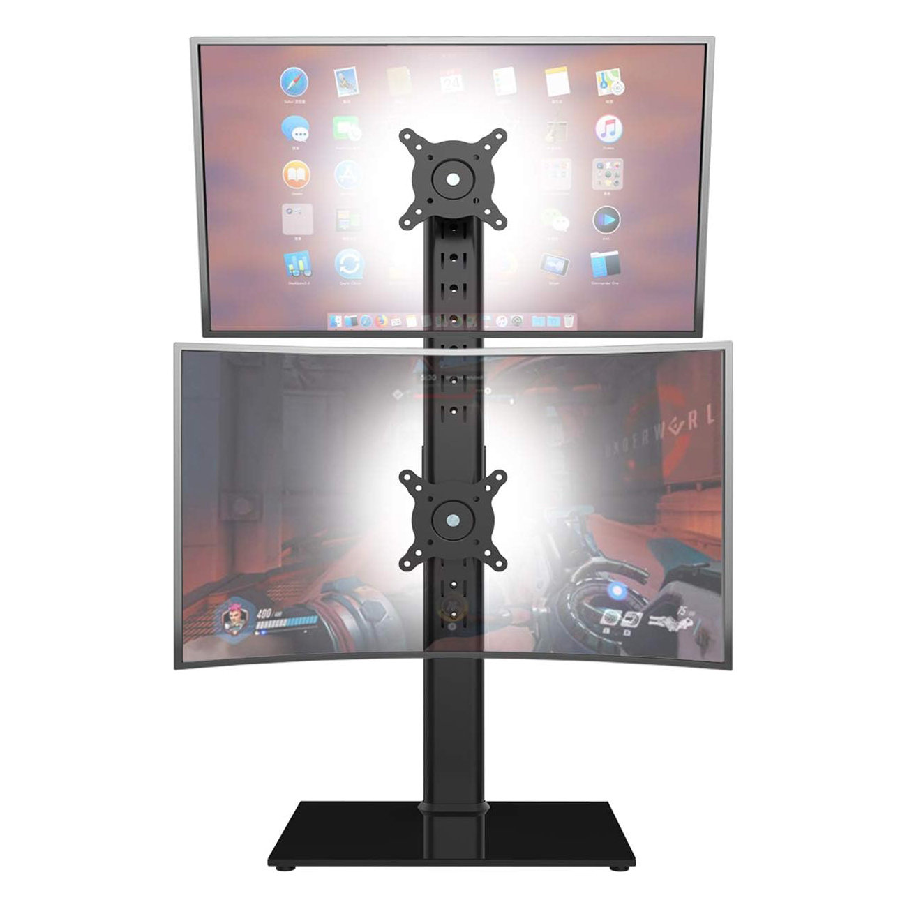 TWDAI Dual Monitor Stand With Vertical Stack Design, Swivel Tilt Height ...