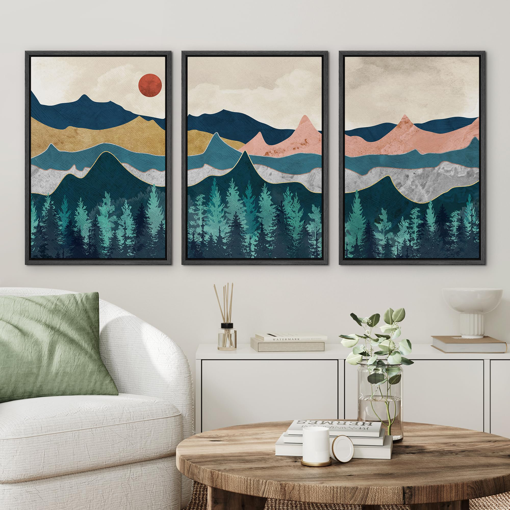 wall26 " Mountain Landscape Abstract Scenic Illustration Modern Art ...