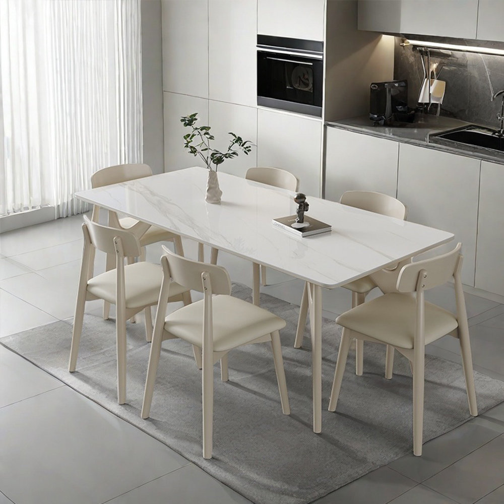 ComfySofa.s Luxury White Ash Sintered Stone Dining | Wayfair