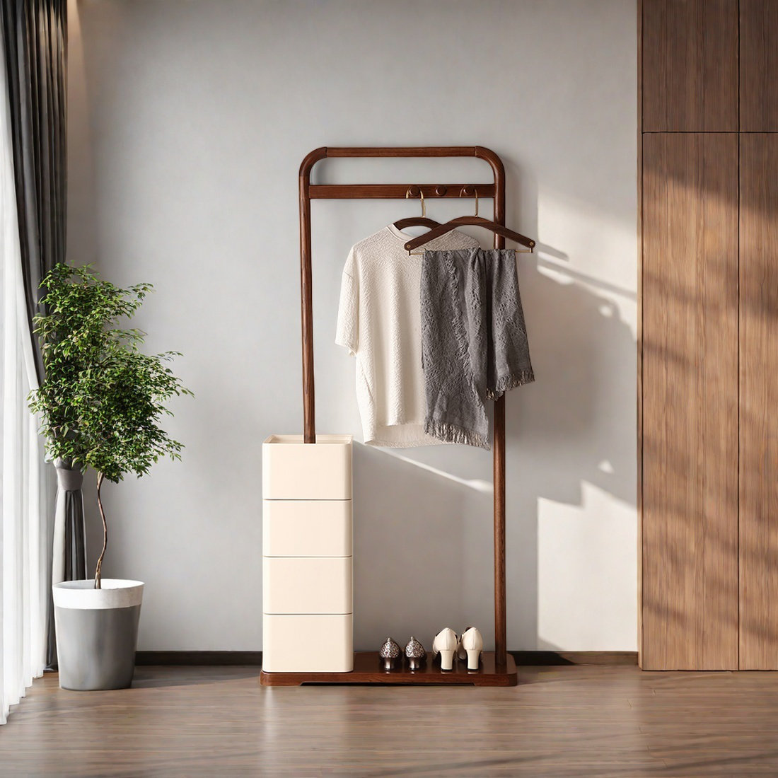 PPEDKS Compact Coat Rack with Storage Hooks | Wayfair