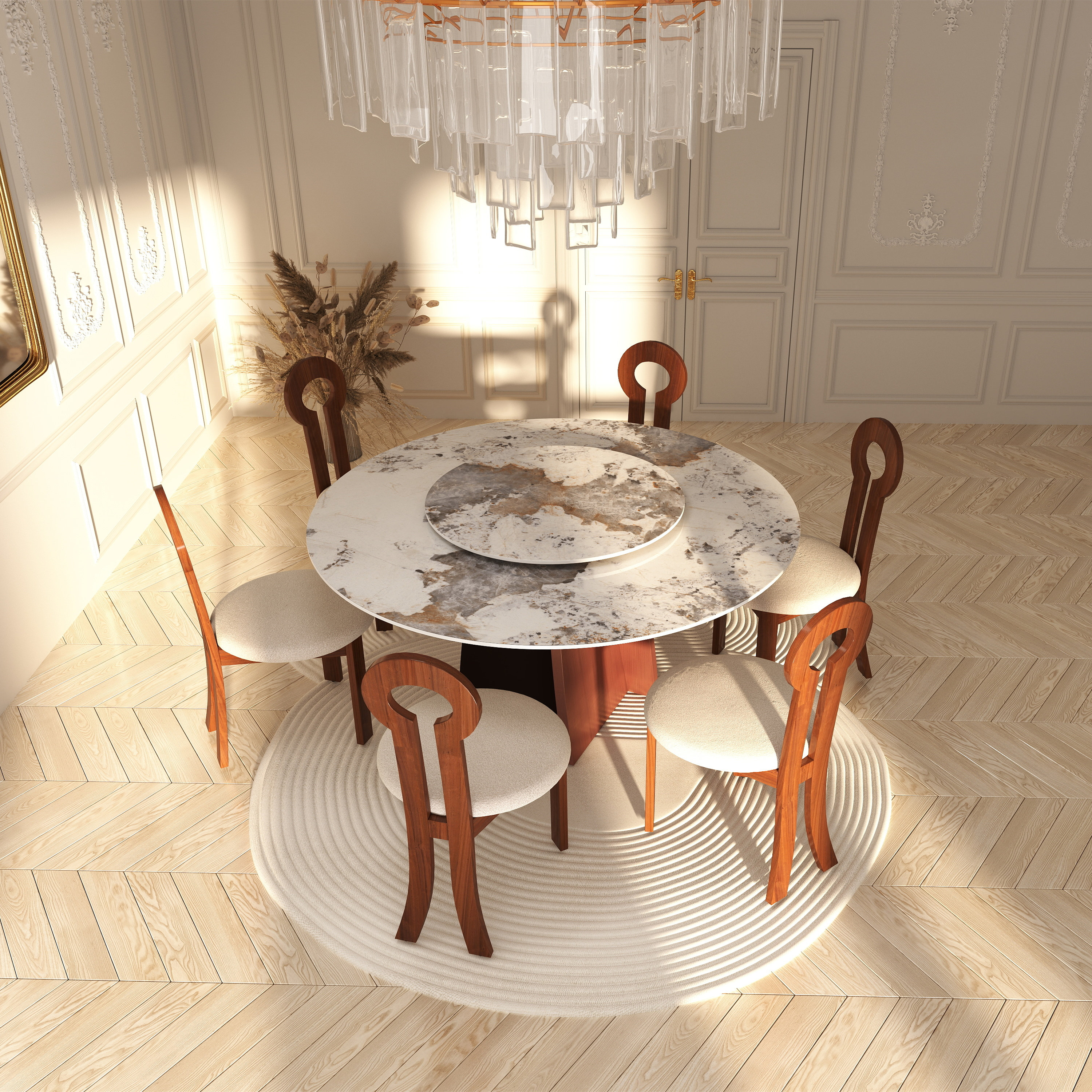 Brayden Studio® 7 - Piece Stone Top Pedestal Dining Set | Wayfair