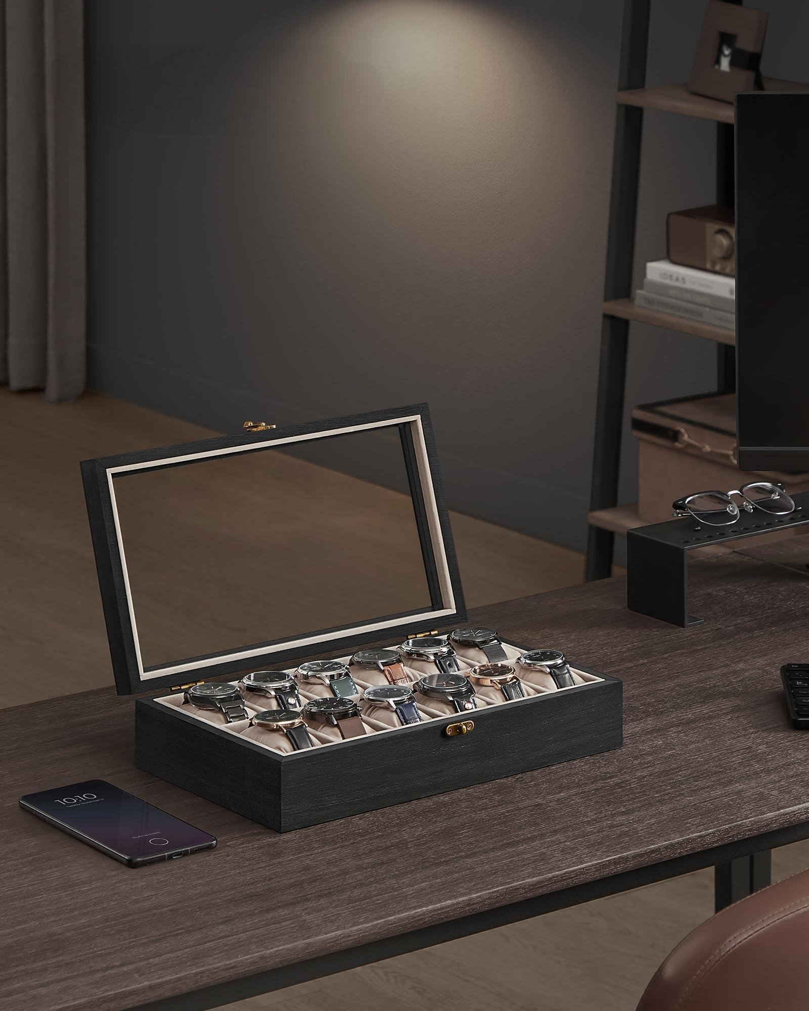 Ophelia & Co. Watch Box, 12-Slot Solid Wood Watch Case Organizer With ...