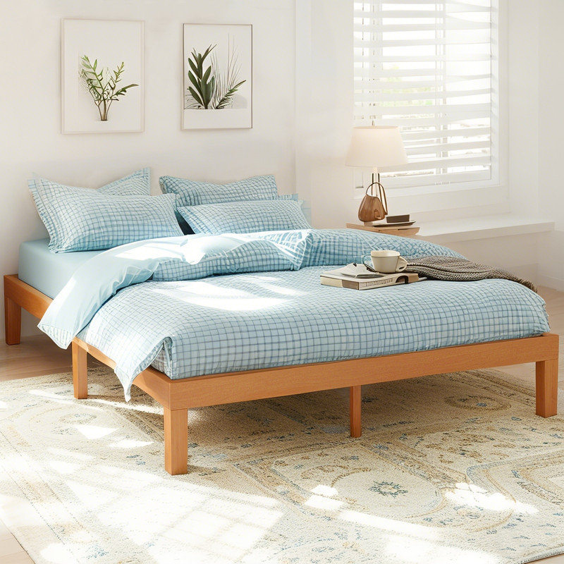 Ebern Designs Wood Bed Frame, Wooden Platform Bed Frame with Support ...