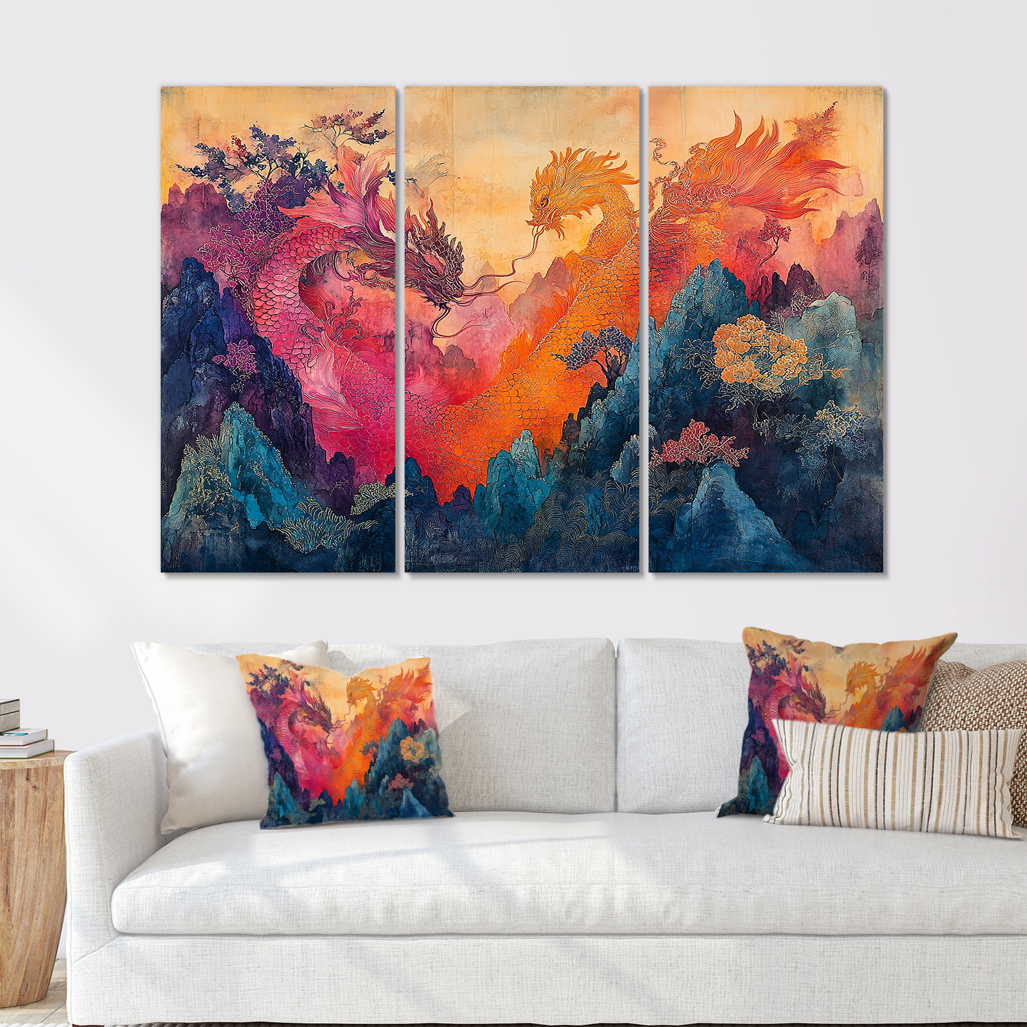 Dakota Fields Pink And Orange Dragons Paper Offerings - Dragons Wall ...